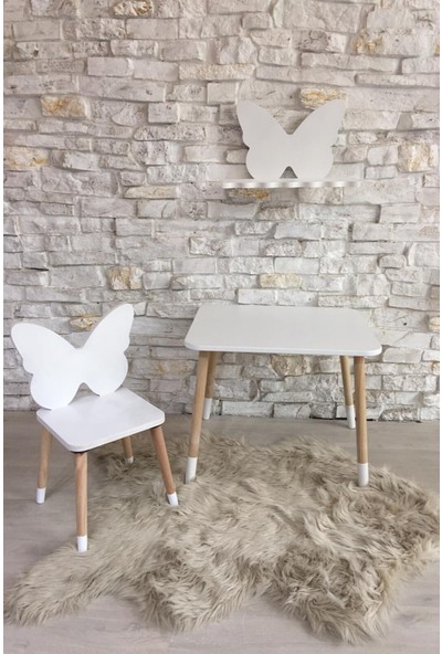 Go Baby Go BabyBeyaz Kelebek Model Masa Sandalye