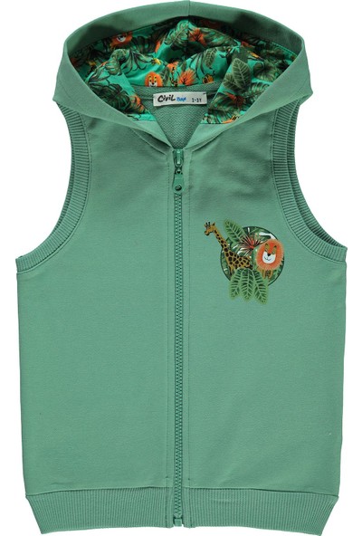 Civil Boys Erkek Çocu Kapüşonlu Yelek 2-5 Yaş Haki