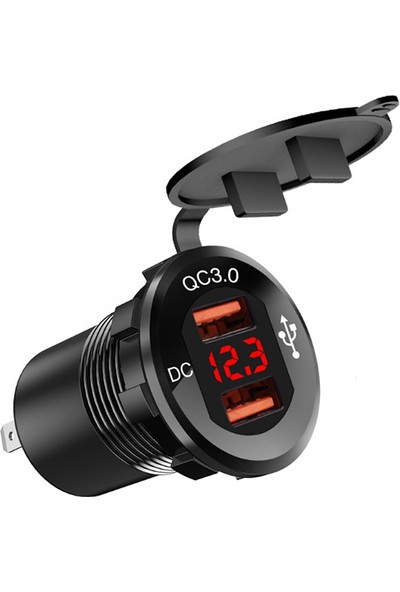 Ally Qc 3.0 Motosiklet Araba Dual USB Şarj Soket LED Voltmetre Paneli 60CM AL-33676