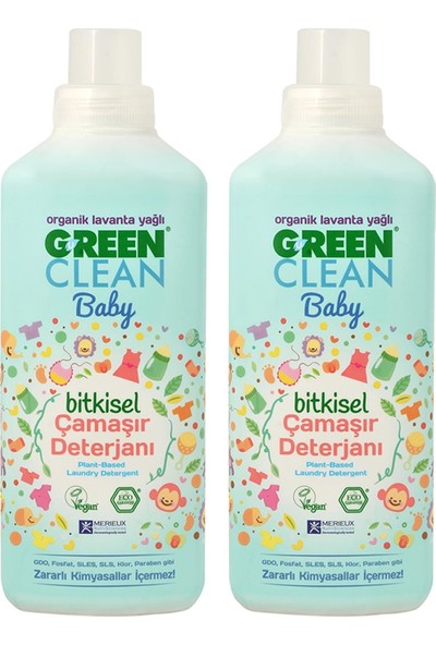 Green Clean Organik Lavanta Yağlı Baby Bitkisel Çamaşır Deterjanı 1000 ml - 2'li Green Clean Organik Lavanta Yağlı Baby Bitkisel Çamaşır Deterjanı 1000 ml - 2'li