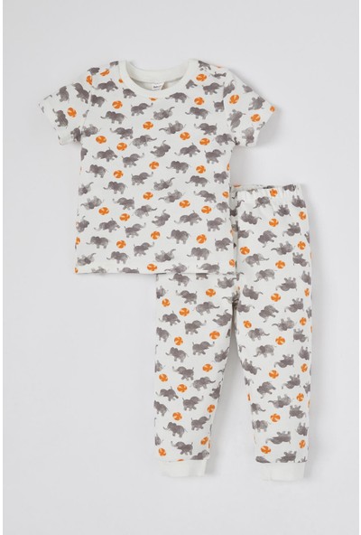 DeFacto Erkek Bebek Fil Desenli Kısa Kol Pamuklu Pijama Takımı T9132A221SM