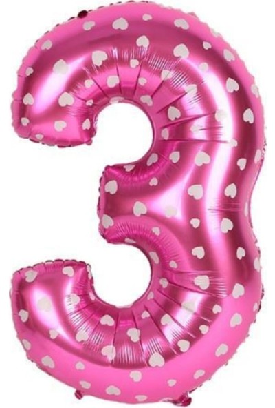 Doğumgünü Marketim Pembe Renk Beyaz Kalpli Rakam Folyo Balon 40 cm 16 Inç 3 Rakamı Doğumgünü Marketim Pembe Renk Beyaz Kalpli Rakam Folyo Balon 40 cm 16 Inç 3 Rakamı