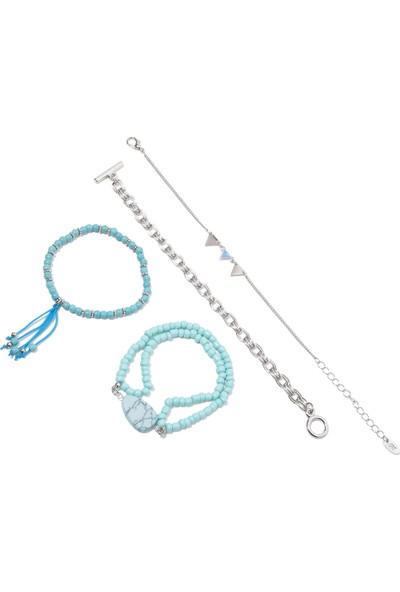 Mavi Kadın Mavi Taşlı Bileklik Seti 198318-33482