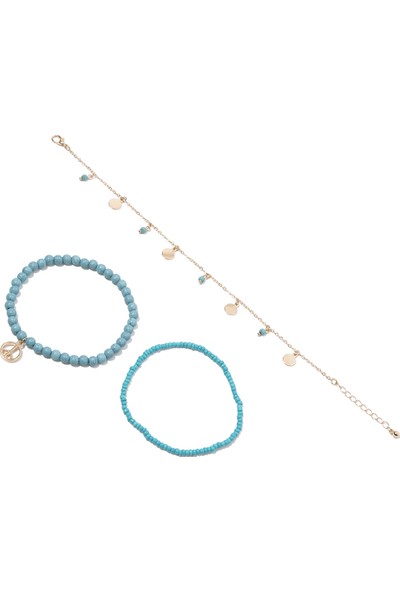 Mavi Kadın Boncuklu Halhal Seti 198437-33482