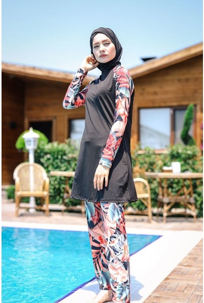 Marina Likralı Tam Kapalı Tesettür Mayo 1945 Siyah