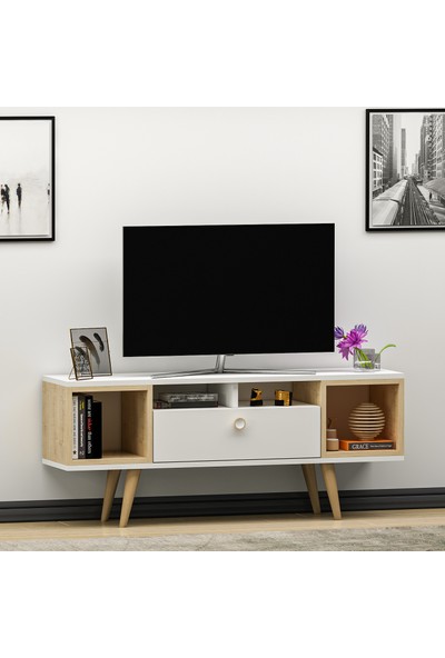 Beta Tv Ünitesi Beyaz Safir Meşe