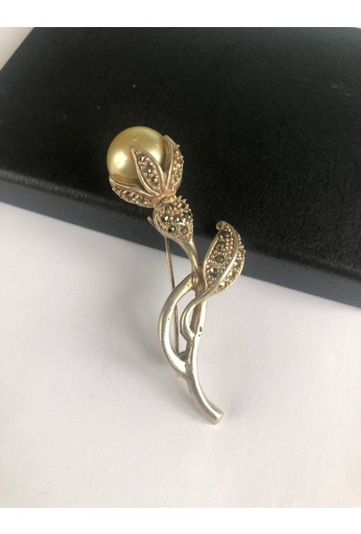 TMT Gümüş Incili Broş