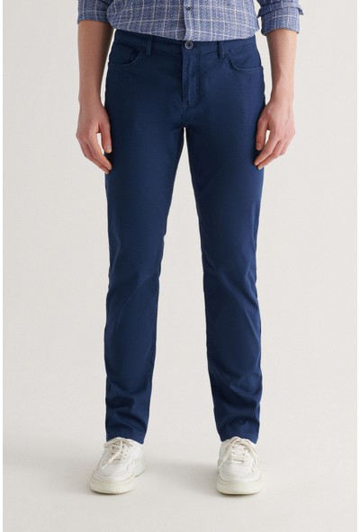 Avva Erkek Indigo 5 Cepli Armürlü Slim Fit Pantolon A11Y3050