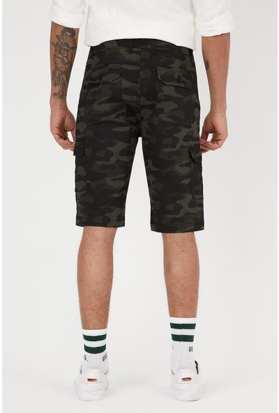 Ddfashion Erkek Kahverengi Kamuflaj Kargo Cepli Şort