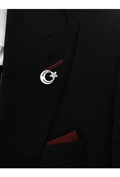 TMT Gümüş Beyaz Telkari Ay Yıldız Rozet