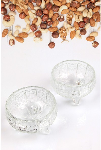 Pazarika 2'li Kristal 3 Ayaklı Lüx Çerezlik Kase