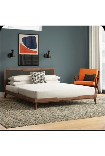Brady Mobilya Anka Doğal Masif Ahşap Başlıklı Karyola