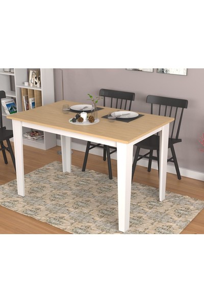 Nettrends New Mutfak Yemek Masası 120 cm Beyaz Meşe