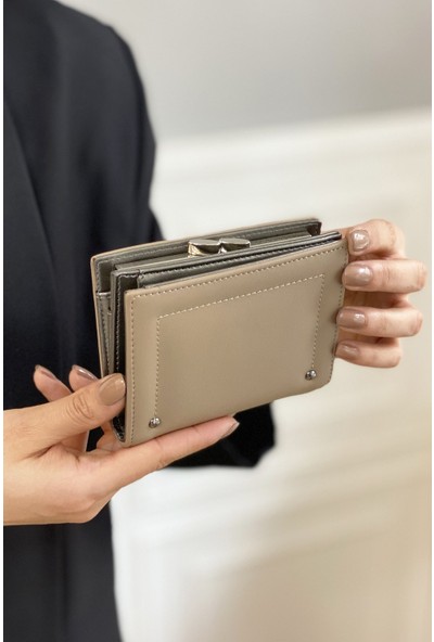 ÇLK Accessories Vizon Küçük Burslu Kadın Cüzdan TRCÜZDAN200071 CR014