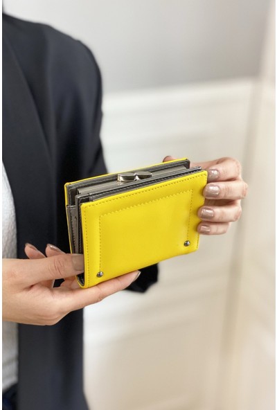 ÇLK Accessories Sarı Küçük Burslu Kadın Cüzdan TRCÜZDAN200074 CR014