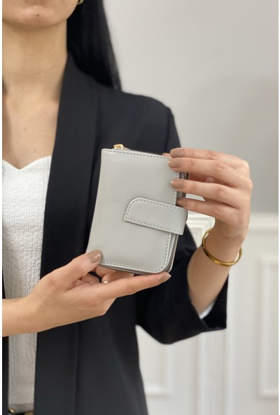 ÇLK Accessories Gri Küçük Çıtçıtlı Kadın Cüzdan TRCÜZDAN200101 DR2021