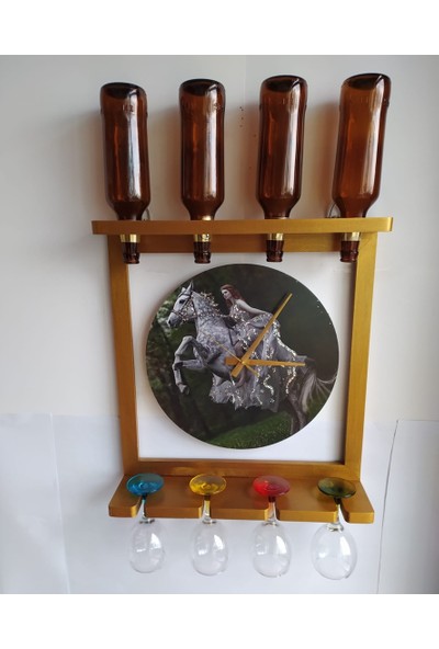Bahat Ahşap Altın Varaklı Duvar Saatli Şaraplık Kadehlik Bar Dekoru 44*50 cm Bahat Ahşap Altın Varaklı Duvar Saatli Şaraplık Kadehlik Bar Dekoru 44*50 cm