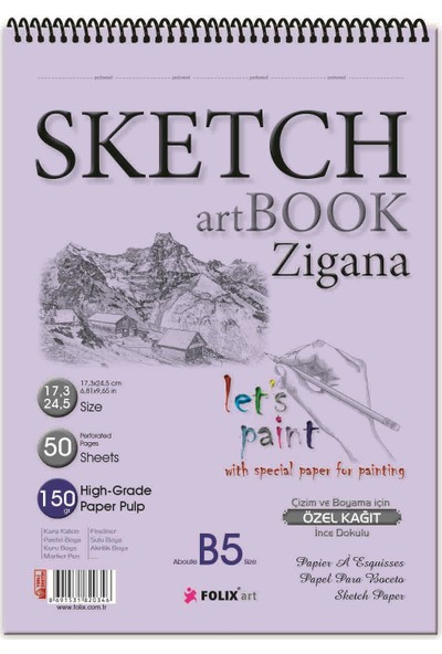 Folix Sketchbook Zigana B5 Spiralli 150 gr 50 Yaprak Eskiz Defteri 17,3 x 24,5 cm Folix Sketchbook Zigana B5 Spiralli 150 gr 50 Yaprak Eskiz Defteri 17,3 x 24,5 cm