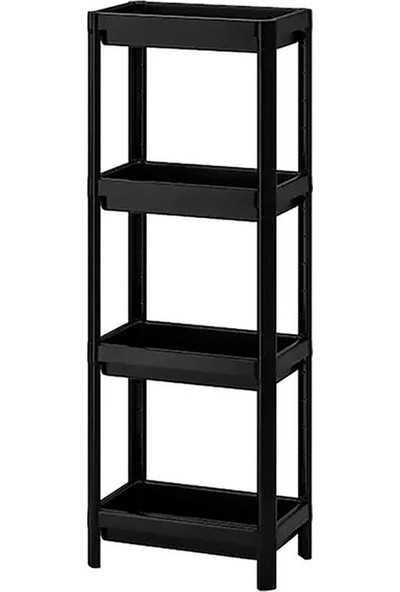 Hayveys 4 Katlı Banyo, Mutfak, Balkon Raf Ünitesi Siyah