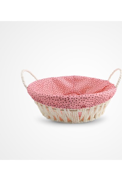 Fecra Yuvarlak Pembe Bezli Ekmek Sepeti Fecra Yuvarlak Pembe Bezli Ekmek Sepeti