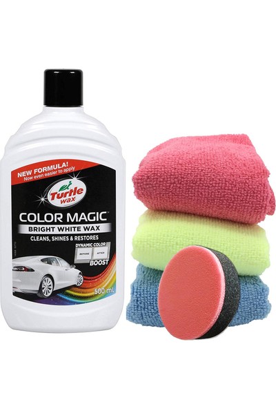 Turtle Wax Renkli Cila Beyaz 500 ml + 3 Adet Mikrofiber Bez + Cila Süngeri Turtle Wax Renkli Cila Beyaz 500 ml + 3 Adet Mikrofiber Bez + Cila Süngeri