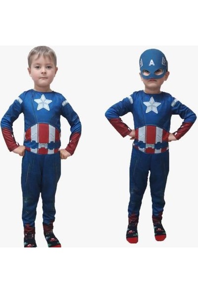 Masho Trend Captain Amerika Kostümü - Kaptan Amerika Kostümü - Captain Amerika Çocuk Kostümü