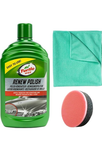 Turtle Wax Boya Yenileyici & Çizik Giderici 500 ml + Cila Uygulama Süngeri + Mikrofiber Bez Turtle Wax Boya Yenileyici & Çizik Giderici 500 ml + Cila Uygulama Süngeri + Mikrofiber Bez