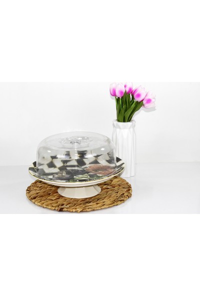 Eminhome Seramik Ayaklı Kek Fanusu Dijital