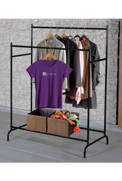 Larem Mobilya Konfeksiyon Askısı Metal Elbise Askılığı Çift Bölmeli Ayaklı Askılık Larem Mobilya Konfeksiyon Askısı Metal Elbise Askılığı Çift Bölmeli Ayaklı Askılık