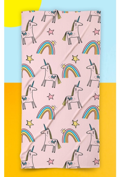 Betgohome Kız Çocuk Pink Horse Plaj Havlusu