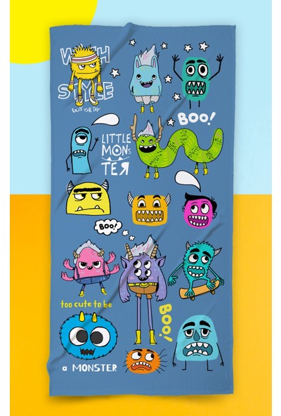 Betgohome Erkek Çocuk Canavarlar Alemi Plaj Havlusu