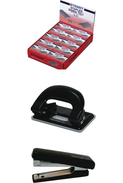 Glance Temat 6200 No:10 Midi Zımba Siyah+Temat 900 Delgeç Siyah+Temat No:10 Zımba Teli