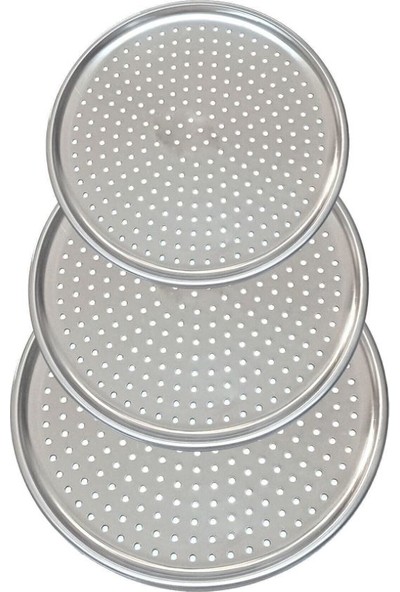 Vip Kitchen Lüx Çelik Delikli Pizza Tepsisi 28-31-36 cm 3'lü Set Vip Kitchen Lüx Çelik Delikli Pizza Tepsisi 28-31-36 cm 3'lü Set