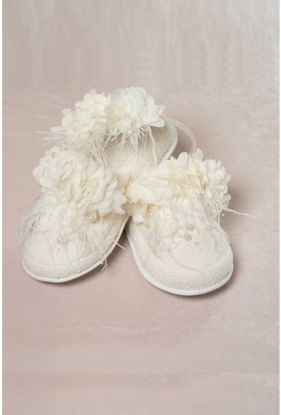 Mecit Pijama Kadın Ekru Lohusa Terlik Taç Seti 103