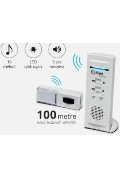 Kiwi KDB9103 Kablosuz Portatif Kapı Zili Beyaz