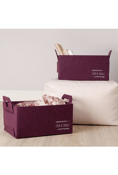 Ocean Home 2'li Mürdüm Keçe Katlanır Sepet