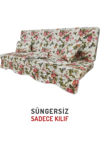 Vip Home Concept Süngersiz Salıncak Minderi Kılıfı 3 Kişilik Kılıf İngiliz Gülü