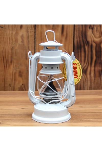 Niyet Gemici Feneri Gaz Lambası Orta Boy - 24 cm - Beyaz - Dekoratif