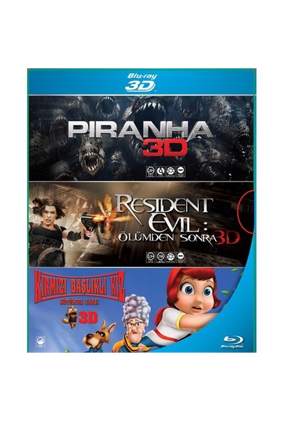3D Blu-Ray Box Set (Piranha 3D - Resident Evil: Ölümden Sonra 3D - Kırmızı Başlıklı Kız 3D)