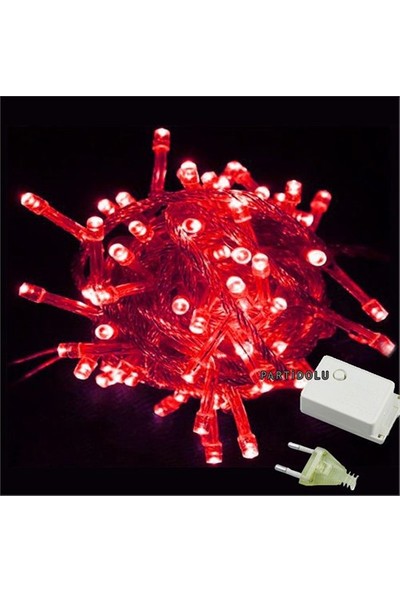 Pandoli Beyaz Kablolu 100 Ampüllü Led Işık Kırmızı Renk 10 Metre Pandoli Beyaz Kablolu 100 Ampüllü Led Işık Kırmızı Renk 10 Metre