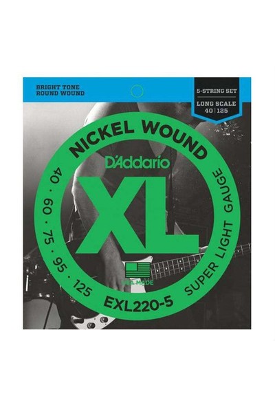 Daddario Exl220-5 Bas Gitar Teli 5 Telli Daddario Exl220-5 Bas Gitar Teli 5 Telli