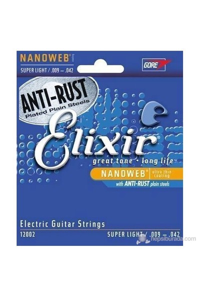Elixir 12002 Nanoweb Super Light Elektro Gitar Teli (9-42) Elixir 12002 Nanoweb Super Light Elektro Gitar Teli (9-42)