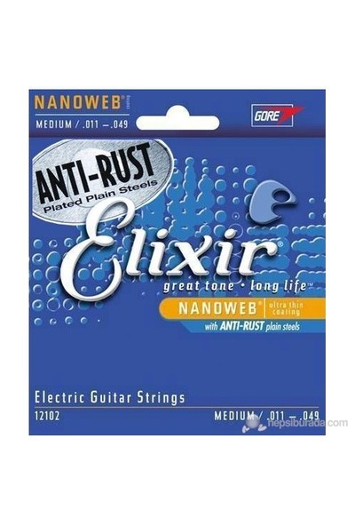 Elixir 12102 Nanoweb Medium Elektro Gitar Teli (11-49) Elixir 12102 Nanoweb Medium Elektro Gitar Teli (11-49)