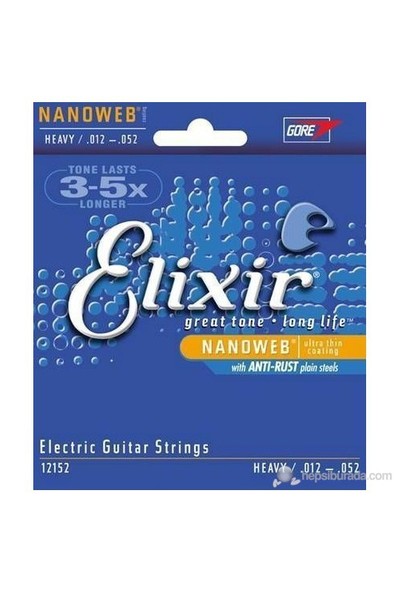 Elixir 12152 Nanoweb Heavy Elektro Gitar Teli (12-52) Elixir 12152 Nanoweb Heavy Elektro Gitar Teli (12-52)
