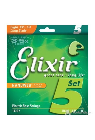Elixir 14202 Nanoweb Light 5 Telli Bas Gitar Teli (45-130) Elixir 14202 Nanoweb Light 5 Telli Bas Gitar Teli (45-130)