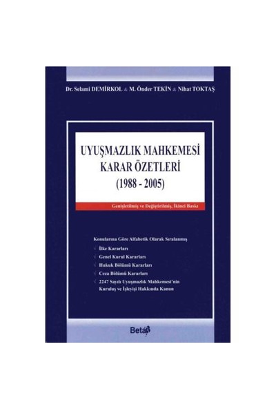 Uyuşmazlık Mahkemesi Karar Özetleri (1988-2005)