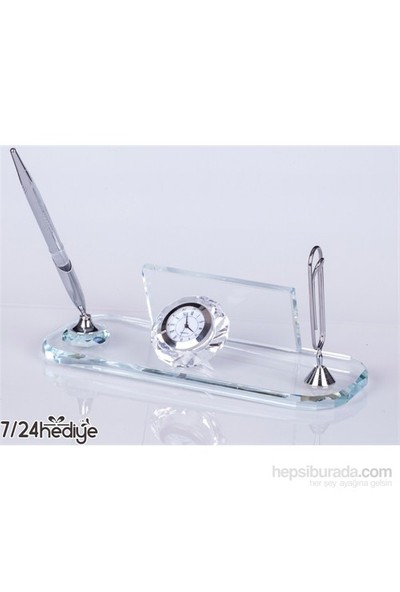 7/24 Hediye Babaya Hediye Kristal Masa İsimliği - Kalem ve Saatli 7/24 Hediye Babaya Hediye Kristal Masa İsimliği - Kalem ve Saatli