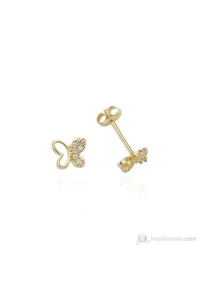 Glorria 14 Ayar Altın Taşlı Kelebek Küpe