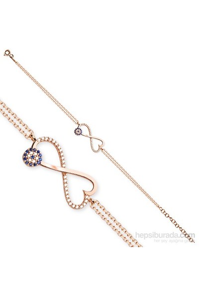 Allego 925 Ayar Gümüş Nazar Boncuklu Sonsuzluk Bileklik Asb0004