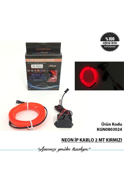 Neon İp Kablo 2 Mt Kırmızı